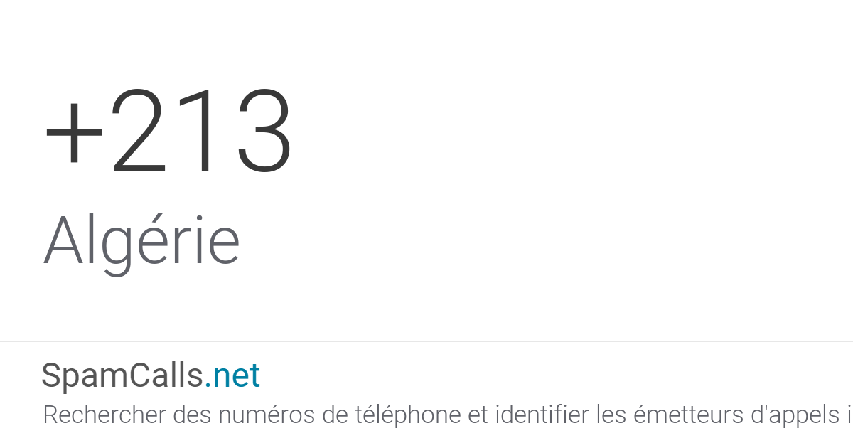 Iindicatif international +213 : appels téléphoniques émis depuis Algérie